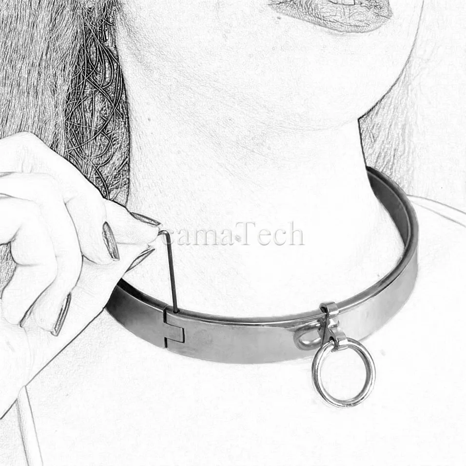 Camatech Locking Stainless Steel Metal Fetish Sex Slave Collars Bondage