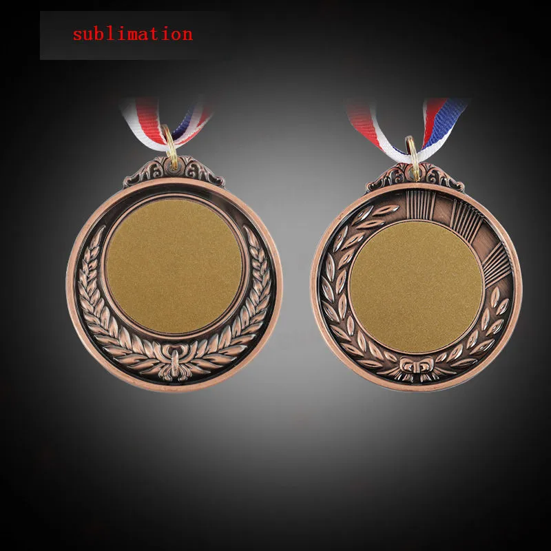 Sublimation Blank Gold Winners Medals With Rope, Ribbons, Trophies For ...
