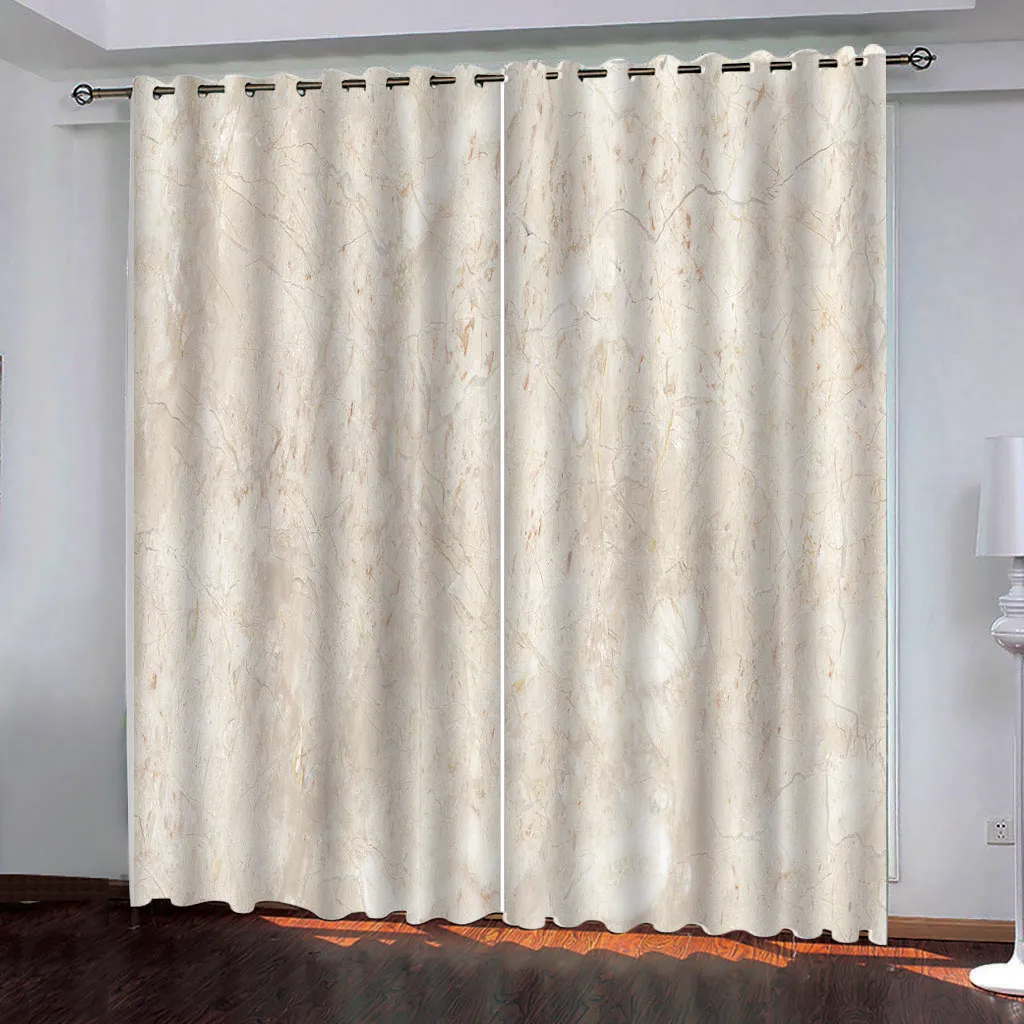 Solid Color Marble Custom Curtains | Luxury 3D Blackout Curtains For ...