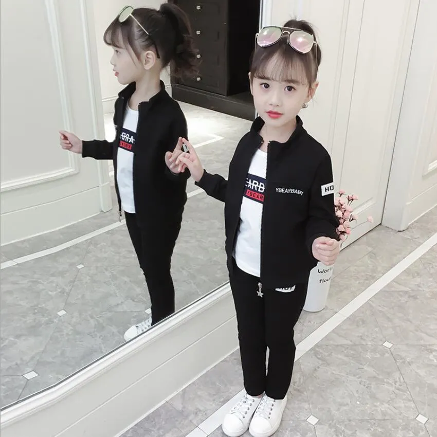 Girls' 3-Piece Fall Fashion Set: Jacket, Pants, and T-Shirt for Kids ...
