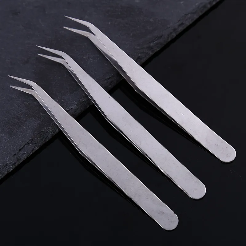 Precision Iron Tweezers - 12.5cm Metal Craft Tweezers with Angled Tip ...