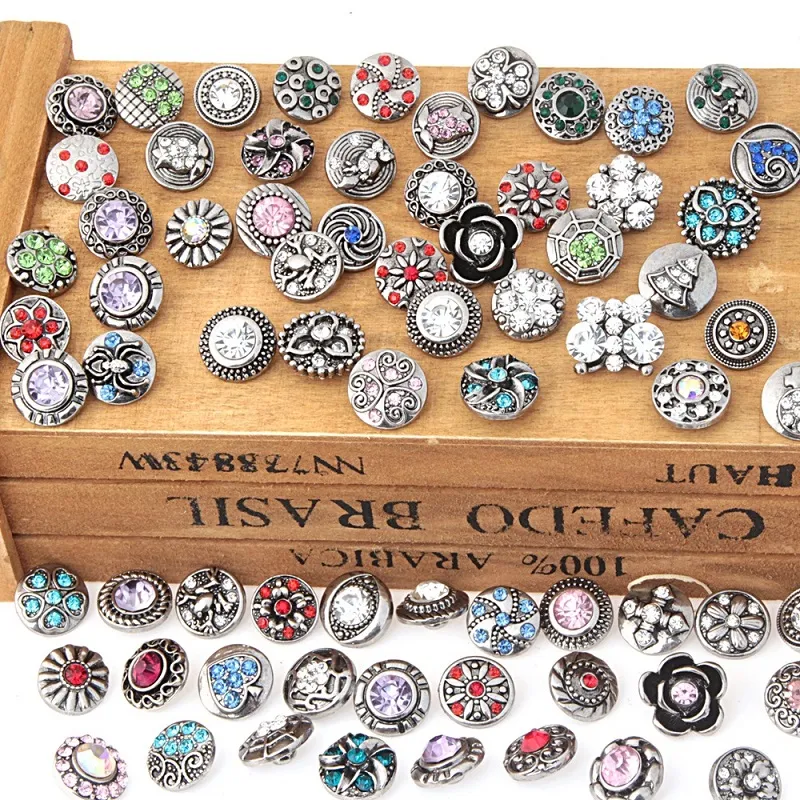 12mm Rivca Snaps Button Rhinestone Loose Beads Mixed Style Fit For ...