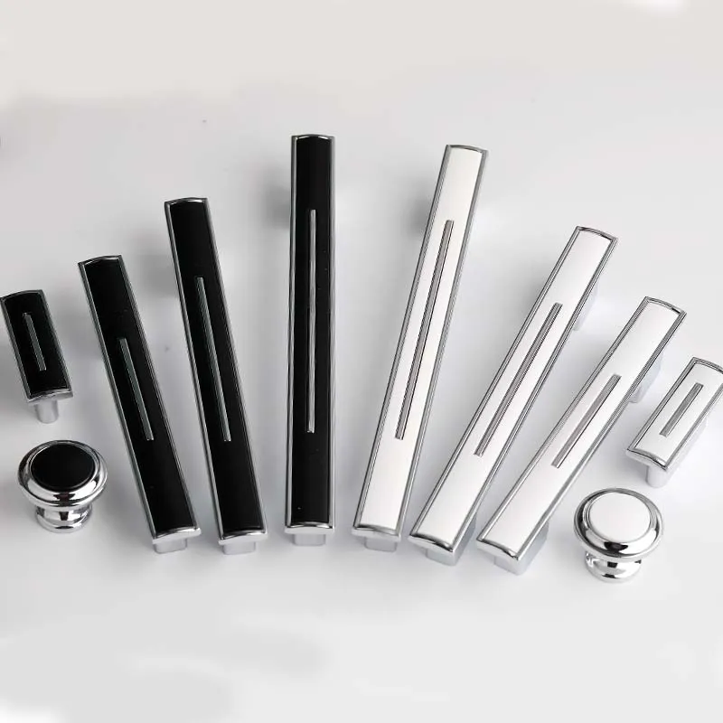 Modern Two Color Wardrobe Door Handle 256mm Silver Chrome White Black ...