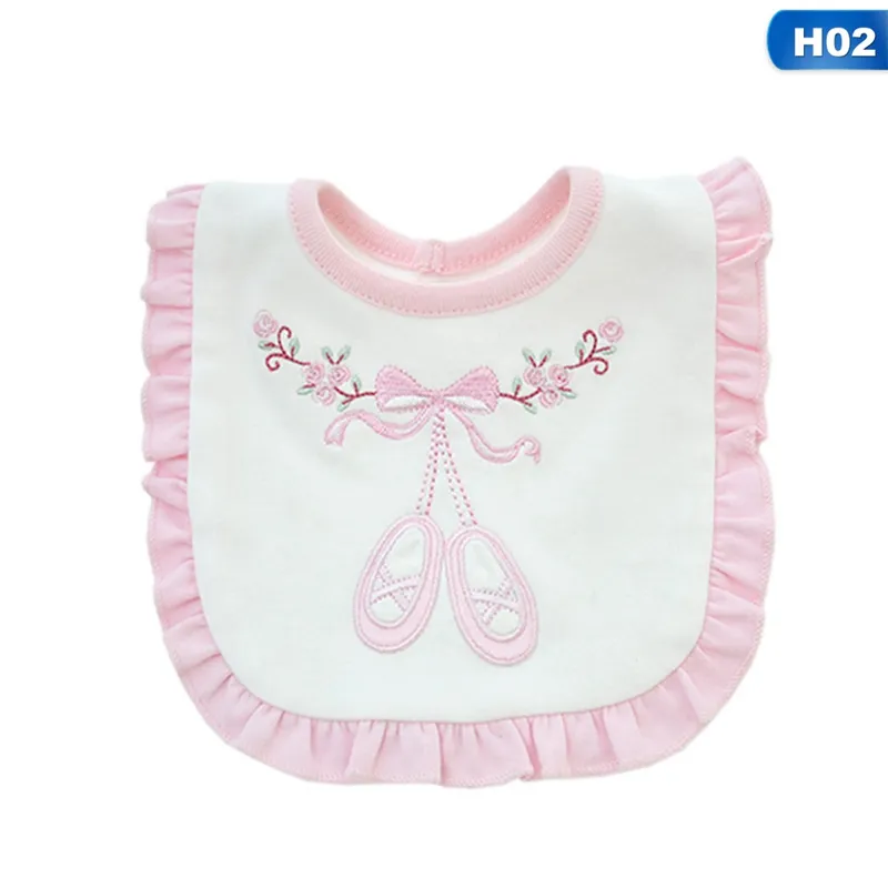 Pink Flower Lace Embroidered Bibs 2 Layers, Waterproof, Cotton Material ...