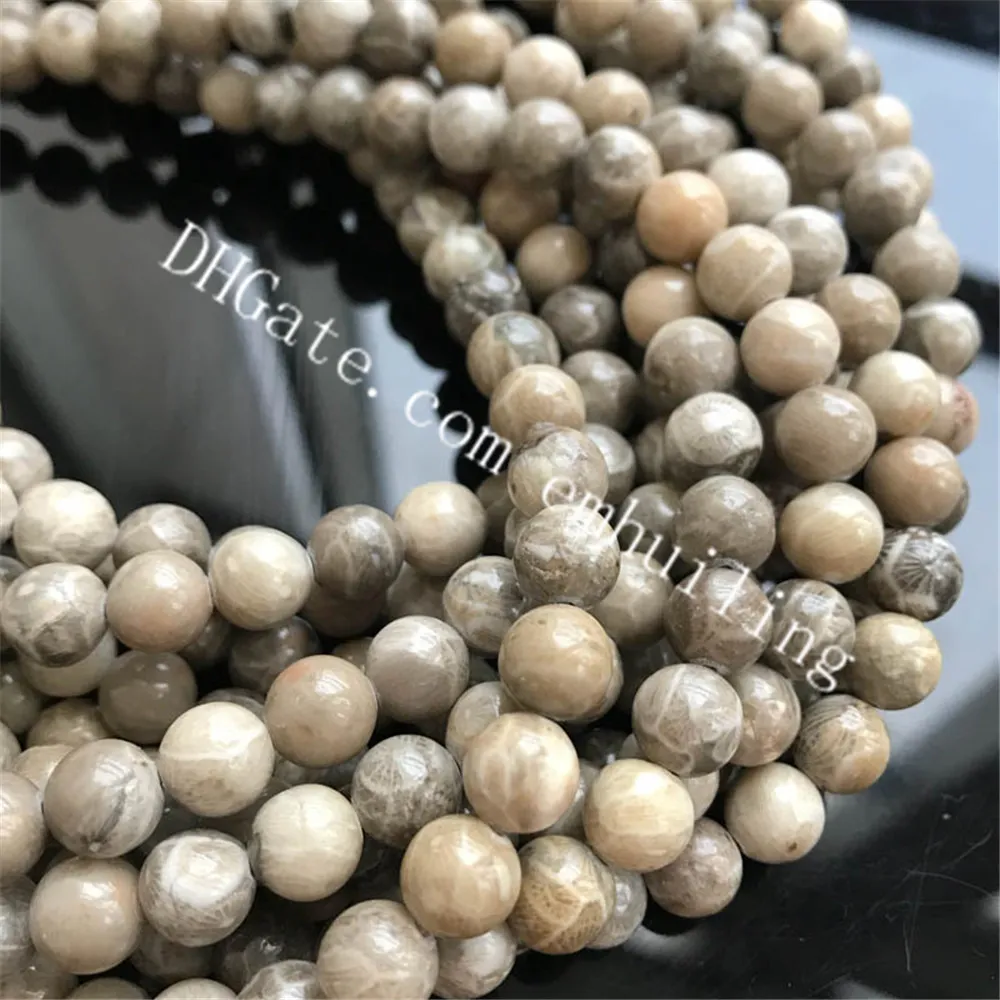 10 Strands Natural Fossil Coral Beads - 6mm 8mm Chrysanthemum Coral ...
