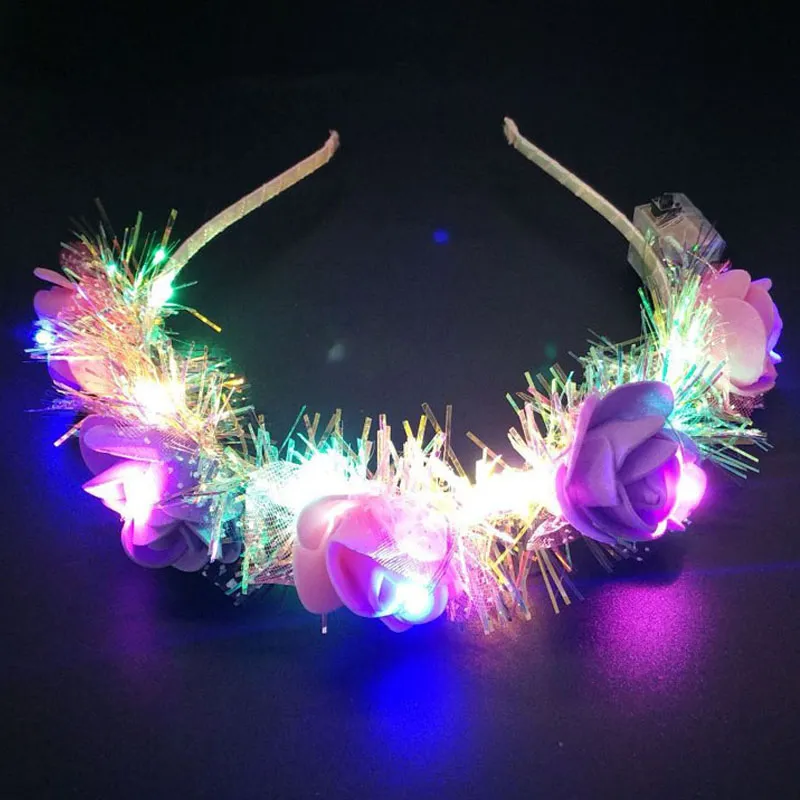 Floral Crown Headband Light Up Flower Headbands, LED Hair Wreath ...