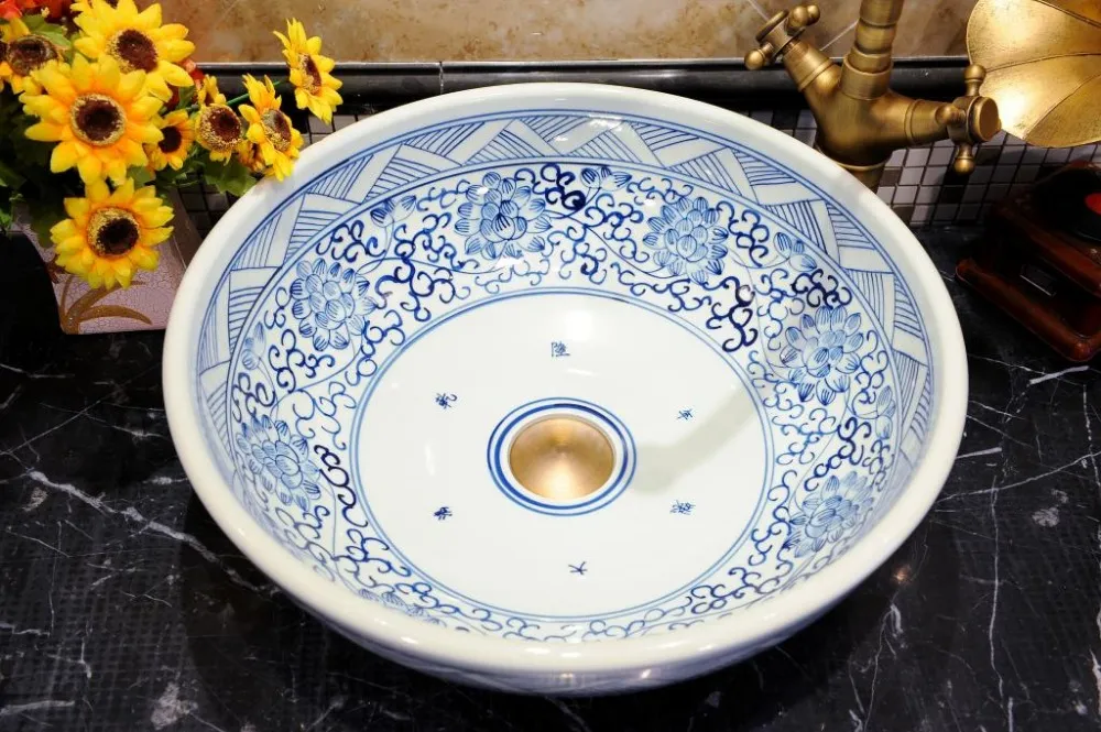 Artistic Blue Chinese Ceramic Sink - Handmade Porcelain Lavabo ...