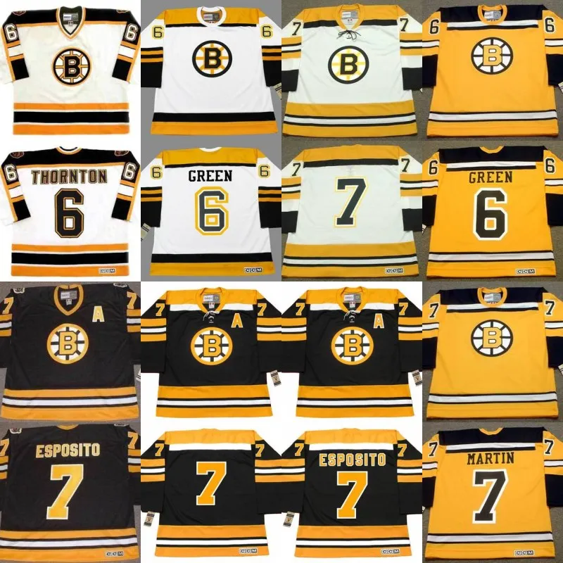 Retro Bruins Hockey Jersey: 6 Gord Kluzak, 7 Phil Esposito, 8 Cam Neely ...