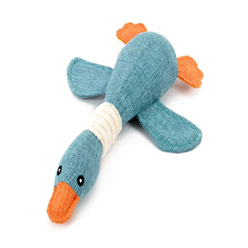 Pet Burlap Duck Toy For Dogs Squeaky Plush Bite Resistant Chew Toy With ...