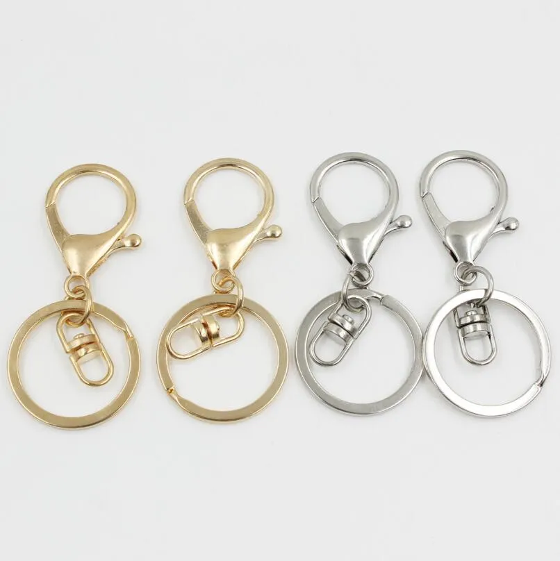 Silver & Gold Lobster Clasp Keychains 2024 Round Split Key Ring Blank ...