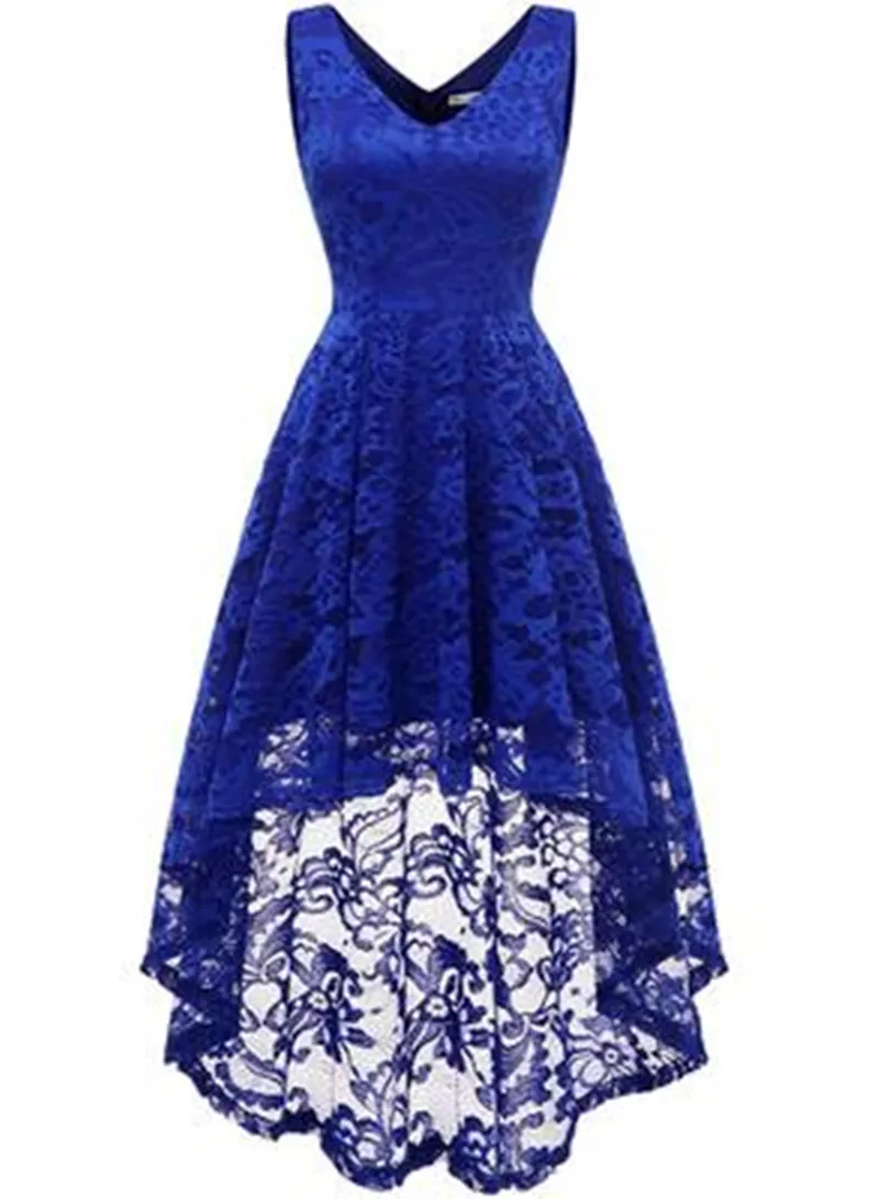 Plus Size Lace Party Gown With Hi Lo Zipper 2019 Fashionable V Neck Formal Evening Katrina Kaif
