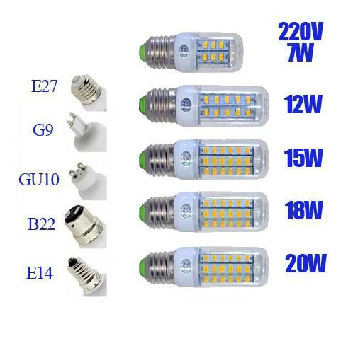 360° LED Corn Light E12 Light Bulb SMD5730 E27 GU10 B22 E12 E14 G9 7W To 18W 110V/220V From ...