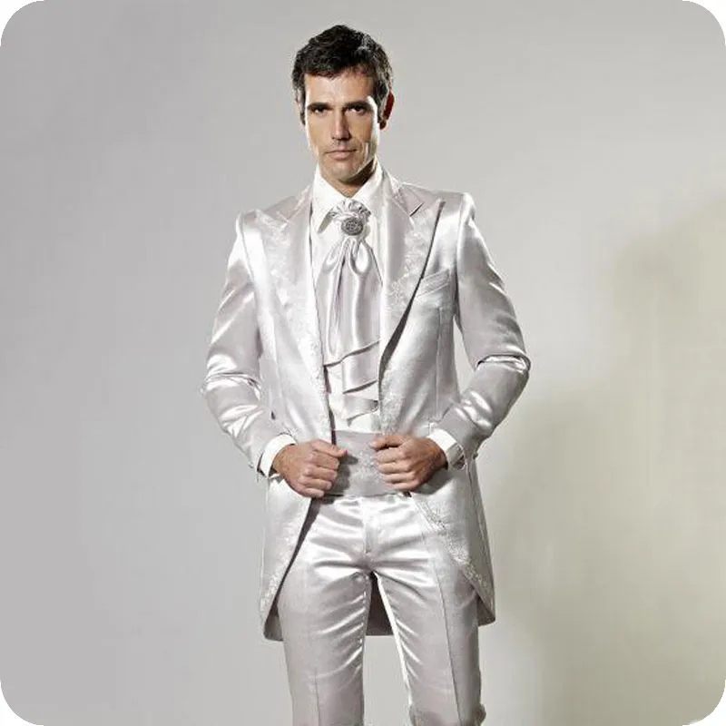Wedding Tuxedos For Men: Elegant Silver Grey Tailcoat Tuxedo With ...