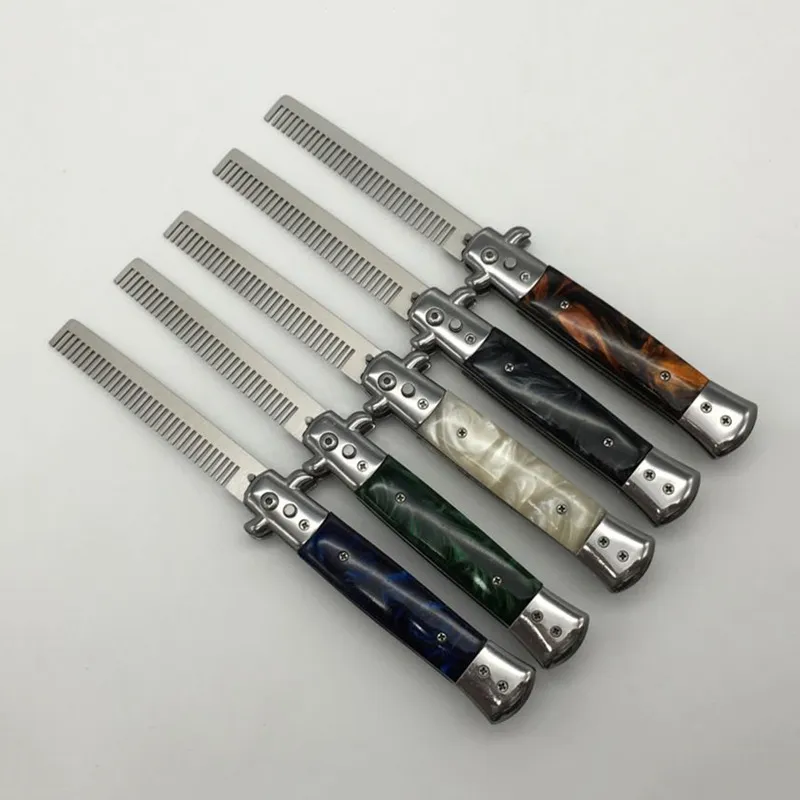 Balisong Comb Stainless Steel Foldable Butterfly Comb Hair Styling Tool ...