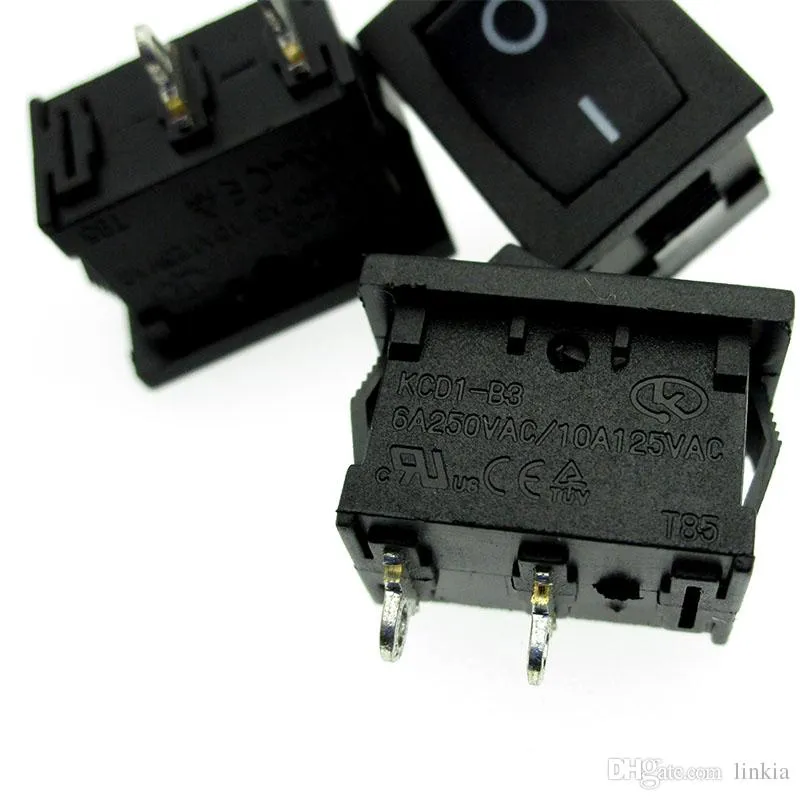 DHgate.com:2-Pin 6A 250V Rocker Switch, 10A 125VAC, 21x15mm, Black ...