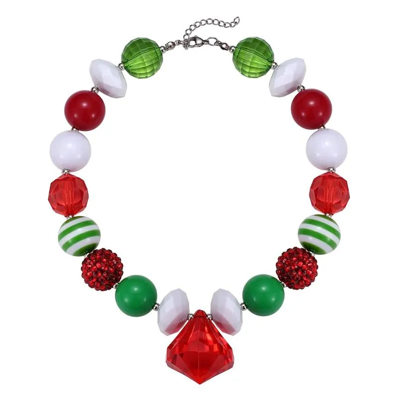 Christmas Red Green Necklace Pendants Kids Chunky Bubble Beads Necklace Holiday New Year Girl Jewelry Gift From 4 17 DHgate