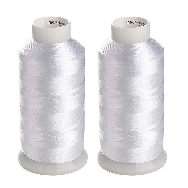 White Polyester Bobbin Fill Threads 2 White 5500 Yards Each For Sewing ...