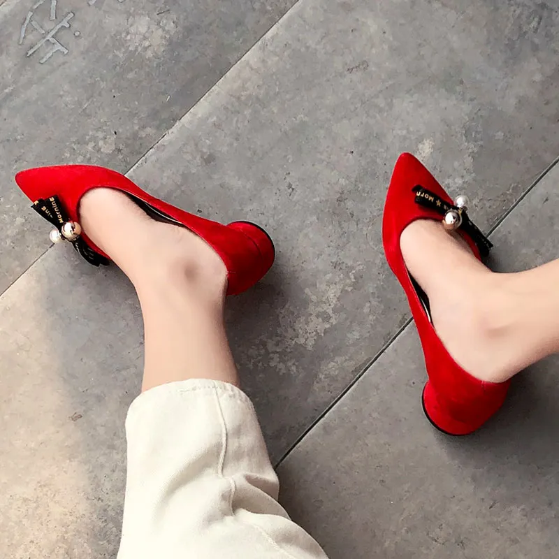 Vente Chaude Top Qualité Talons Ronds Rouge Noir Blanc Bureau Robe ...