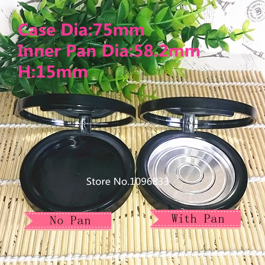 Matte Black Compacts DIY Pressed Powder Case Empty Blusher Box With ...