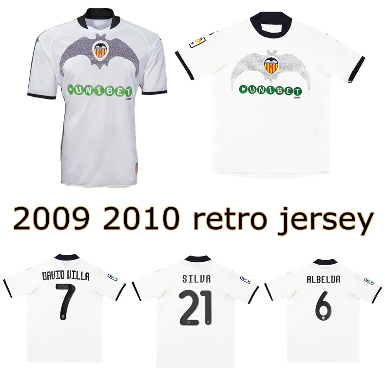 2009 2010 Valencia Retro CF Soccer Jersey 90th Anniversary Home David ...