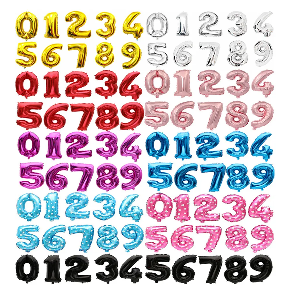 40 Inch Number Balloon - Gold, Silver, Blue & Black Helium Air Balloons ...