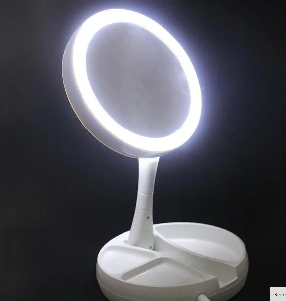 Foldable Round LED Thinkspace Beauty Mirror For Women Portable Desktop ...