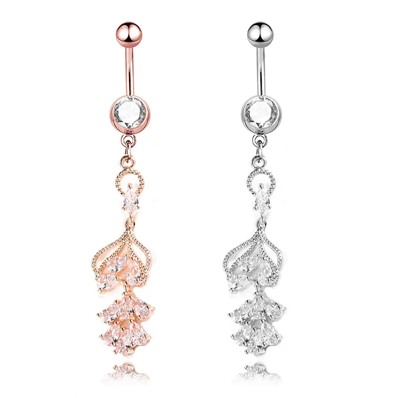DHgate.com:Stainless Steel Rhinestone Navel Rings, Long Drop Dangle ...