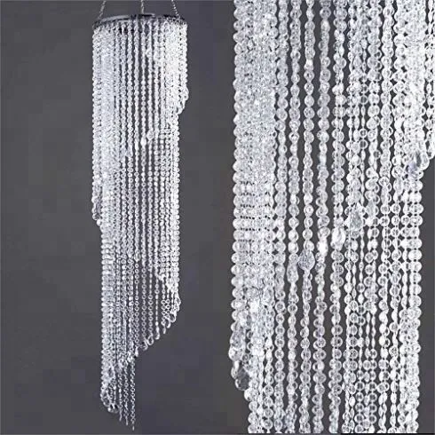 Crystal Curtain Garland Beads Acrylic Bead Chandelier 50cm Tall Silver ...