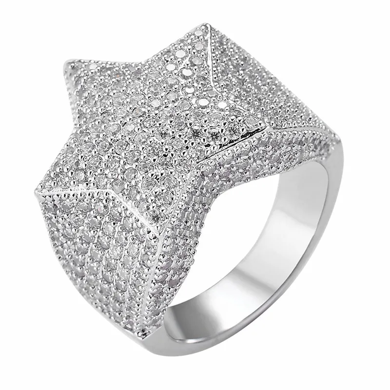Iced Out Star Ring: Premium Men's Hip Hop Jewelry - Micro Pave Zircon ...