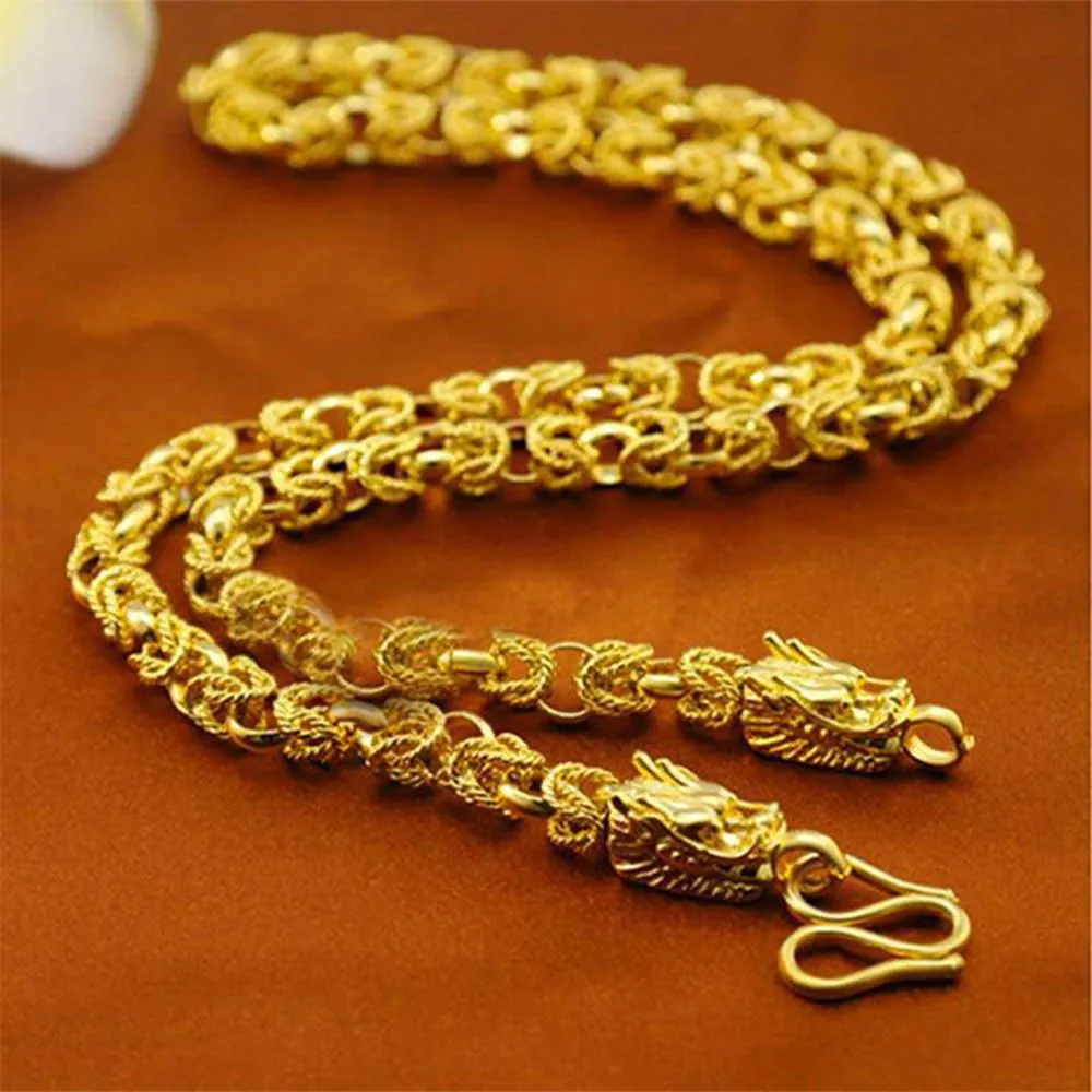 18k Gold Filled Dragon Necklace for Men, Hip Hop Style Chain Link ...
