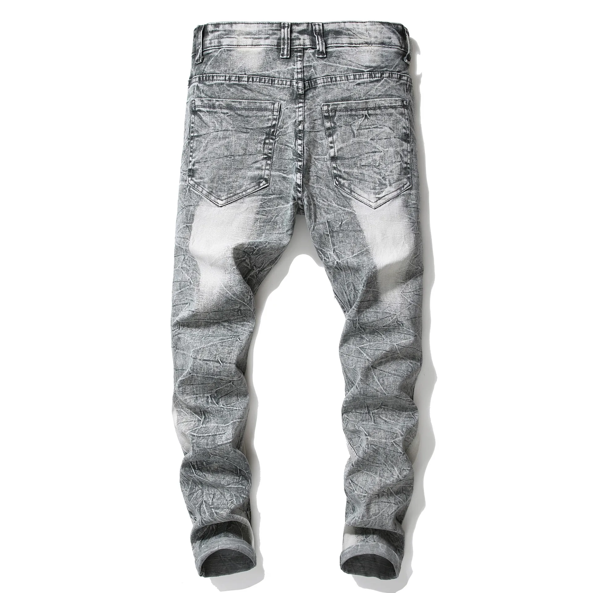 DHgate.com:Mens Designer Distressed Slim Fit Gray Denim Biker Jeans:Apparel