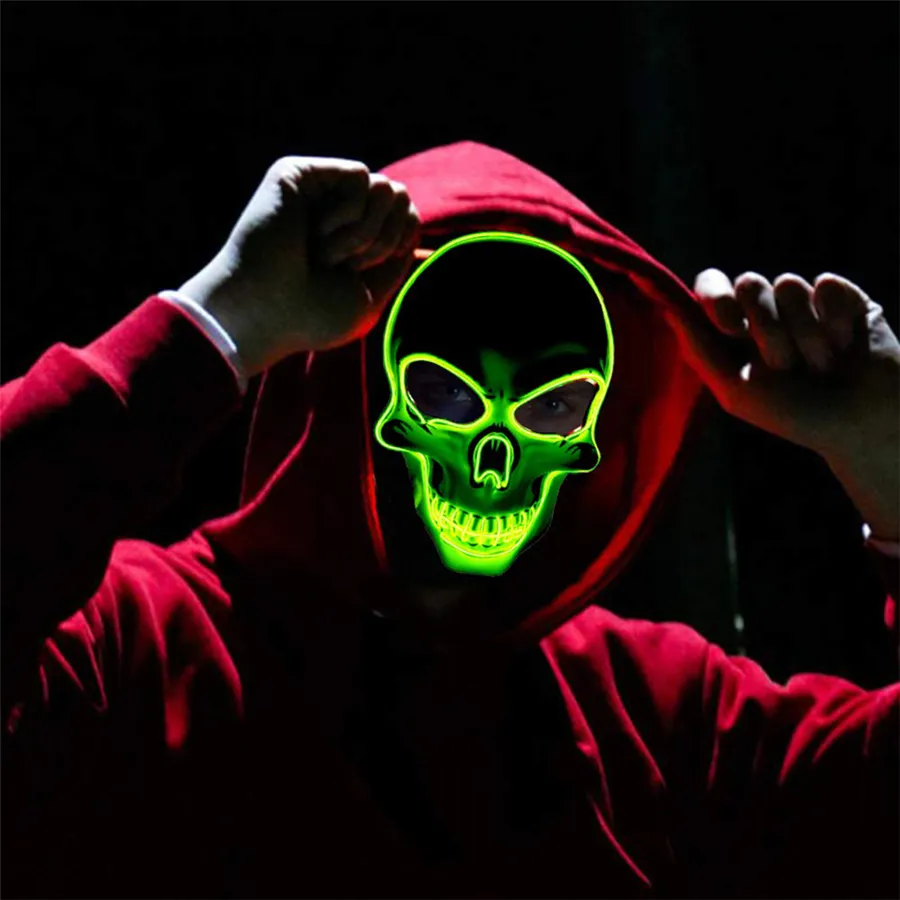 LED Halloween Skeleton Face Mask Scary Death Skull Skeleton Cosplay ...