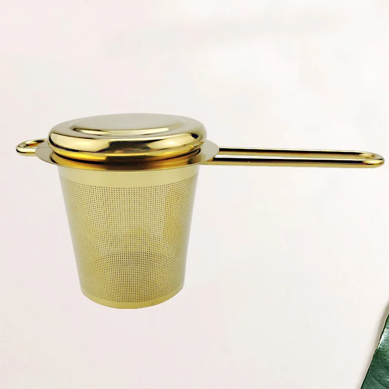Stainless Steel Gold Tea Strainer Folding Foldable Tea Infuser Basket for Teapot Cup Teaware ...