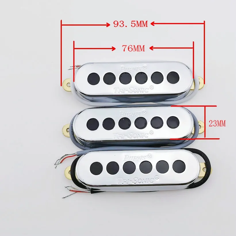 Burns Brian May Style Tri-Sonic Single Coil Pickup Set, Chrome, Neck ...
