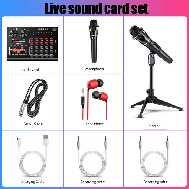 R8 Live Live Sound Card KWith Anchoring, Mobile Phone, Computer, And ...