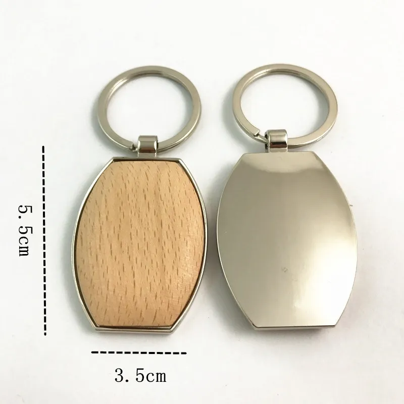 Metal Wood Keychains Key Chain Ring Round Heart Rectangle Simple DIY ...