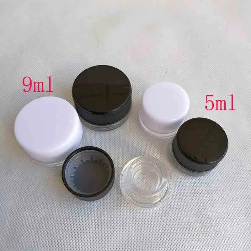 Glass Wax Containers 5ML 9ML Clear Bottle Round Pyrex Glass Jars Dab ...