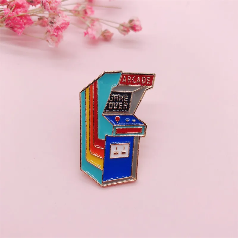Cartoon Machine Game Over ARCADE Retro Enamel Brooch Alloy Badge Pants ...