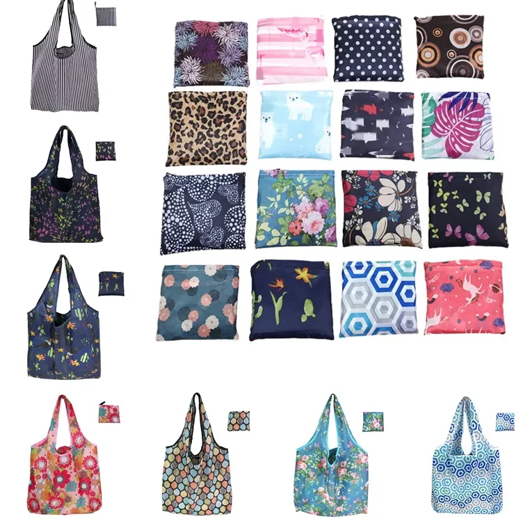 Large Printed Folding Shopping Tote Bag Reusable, Eco Friendly, And ...