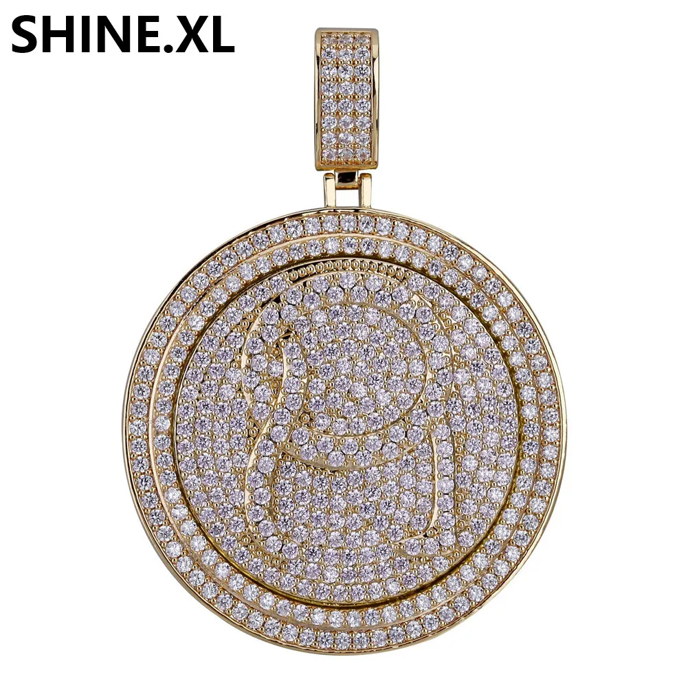 Iced Out QC Pendant Necklace Hip Hop Rapper Jewelry For Men Cubic ...