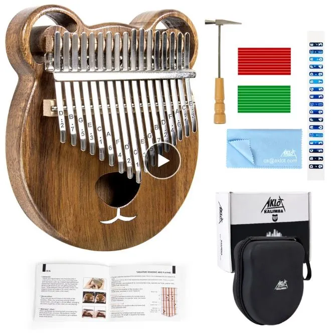 17 Key Kalimba Thumb Piano - Portable Solid Wood Marimba w/ Tuning ...
