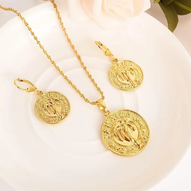 New Fashion Jamaica Coco Tree Solid Gold Filled Jewelry Set Pendant ...