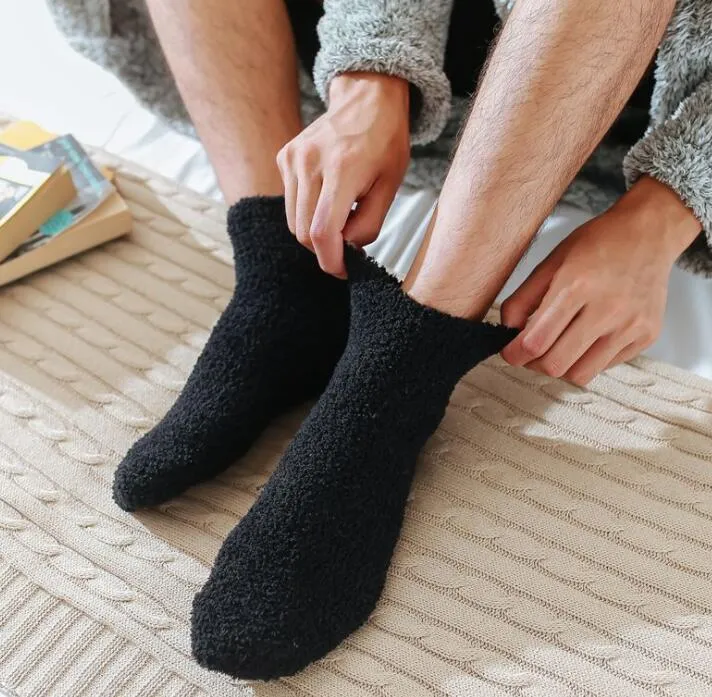 Mens Thermal Fuzzy Fluffy Socks Soft Solid And Warm For Winter Indoor Floor Wear From Dandankang 1.32 DHgate.Com