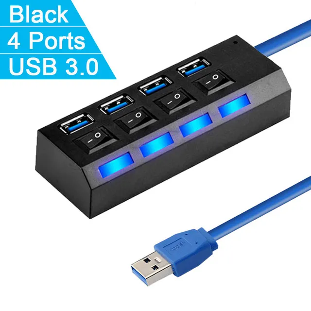Multi Port USB Splitter - 4/7 Port USB 3.0 Hub with Individual Switches ...