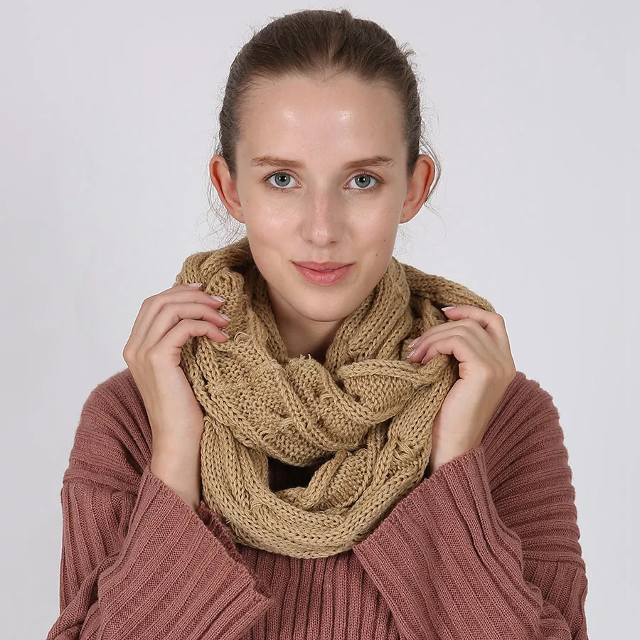 Thick And Warm Circle Loop Knit Infinity Scarf For Women 140x35cm ...