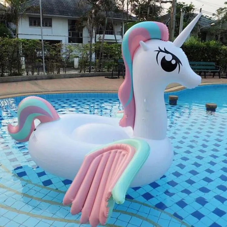 Inflatable Pool: 270cm Unicorn Bed, Giant Colorful Pegasus Design ...