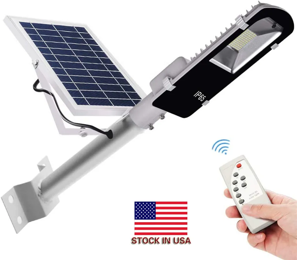 60W LED Solar Outdoor Street Light 7200 Lumens 6000K Daylight IP65 ...