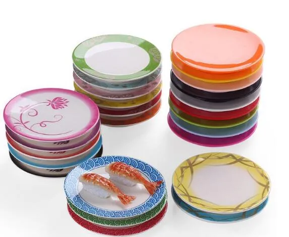 Pan Food Sushi Melamine Dish Rotary Sushi Plate Round Colorful Conveyor ...