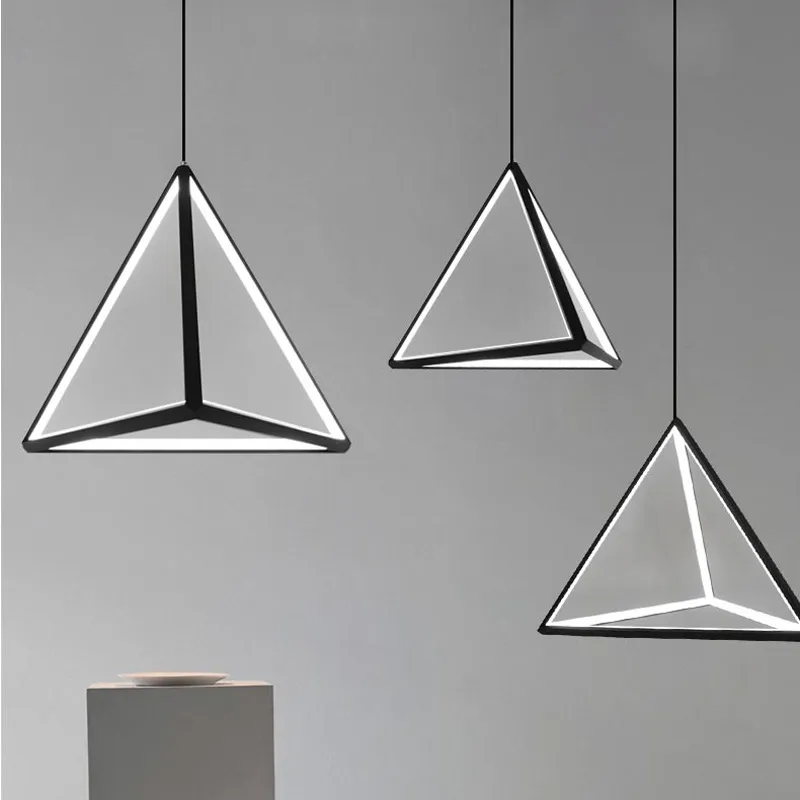 Black Pendant Light Kitchen, Modern Triangle LED Hanging Lamp ...