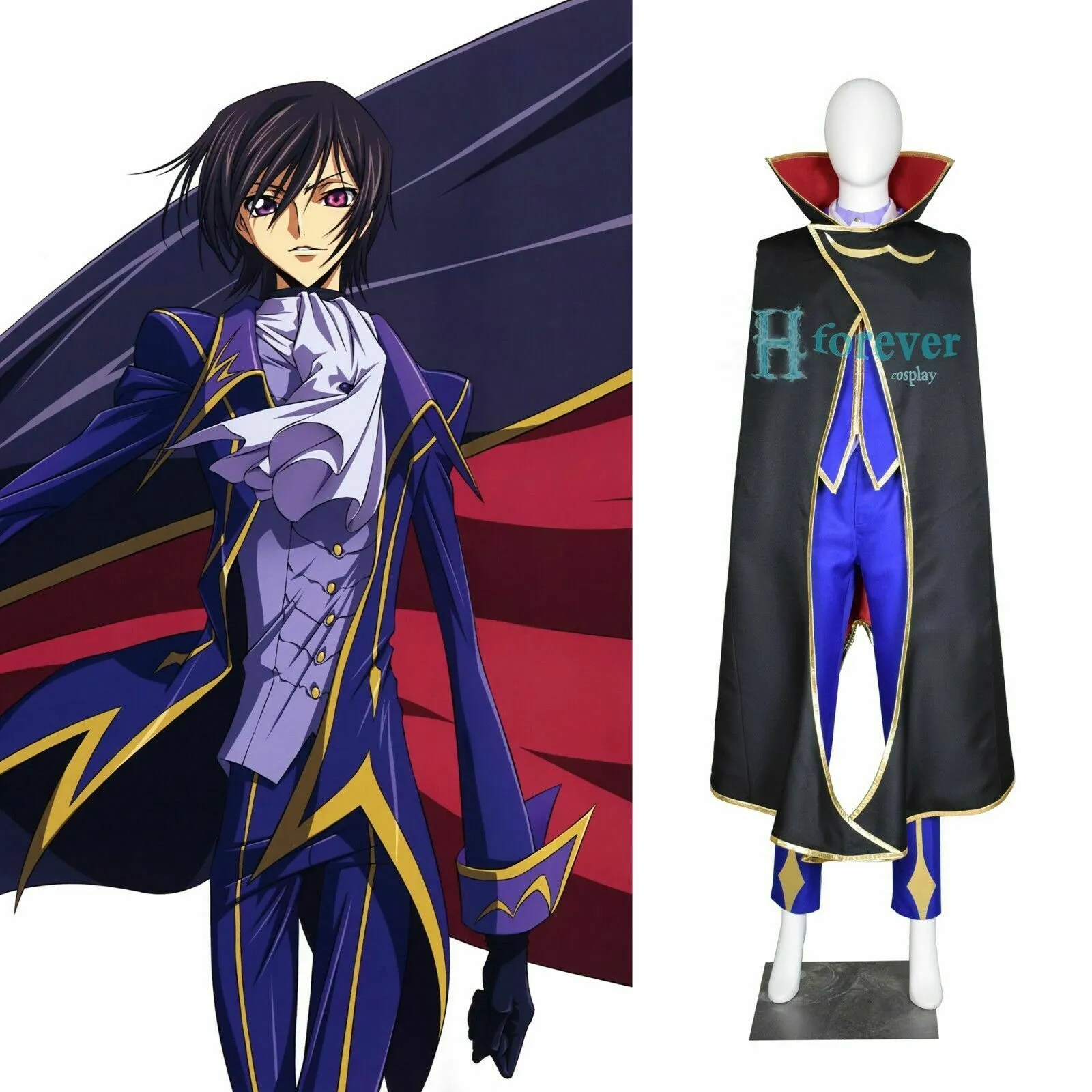 Hot! Code Geass Lelouch Zero Cosplay Costume From Zhubao2012, $73.08 ...